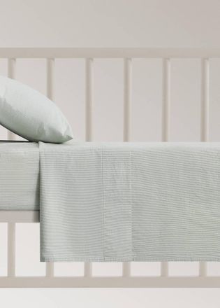 Mango Drap plat pour berceau &agrave; fines rayures, en coton avec fil teint vert pastel - Home - 100x150cm - MANGO HOME