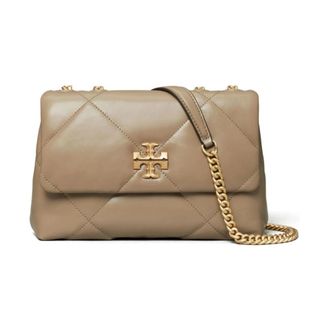 Tory Burch Chice Umh&auml;ngetasche aus taupefarbenem Leder - - Bags - Damen - Gr&uuml;n - ONE SIZE