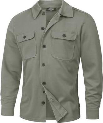 Indicode INNello Chemise &agrave; manches longues pour homme avec col Kent | Veste demi-saison Chemise de loisirs, Castor Gray, S