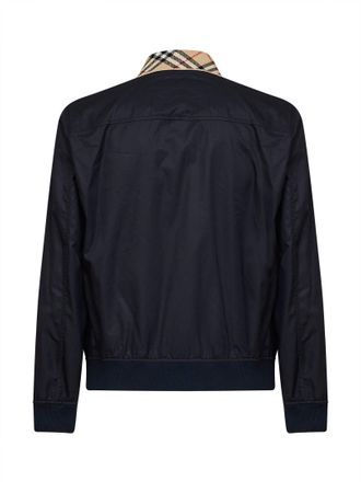 Burberry Mens Jacket Harrington Glenfields Navy Blue Gabardine Cotton Bomber