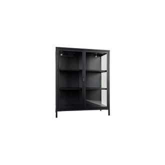 M&S Collection Vitrine 2 portes 80x40x101,5 cm en verre et acier noir