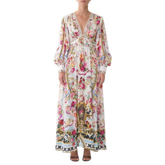 Camilla Femme, Robes, Multicolore, Taille: 38 FR Robe en soie &agrave; ceinture cintr&eacute;e et manches fronc&eacute;es - Torero Libertine