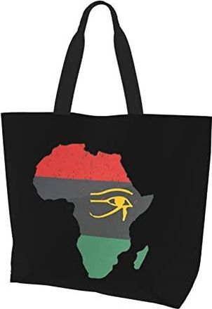 AOOEDM Horus Eye In Pan African Colored Africa Map Nouveaut&eacute; Dames Toile Fourre-tout Sac &agrave; provisions r&eacute;utilisable