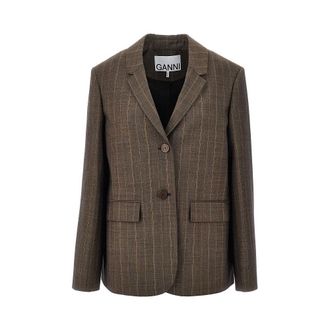 Ganni Wool jacket with pinstriped motif Woman 36