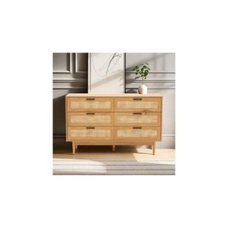 M&S Collection M&s - Commode 6 tiroirs 120x39,5x75 cm naturel avec cannage - aretha