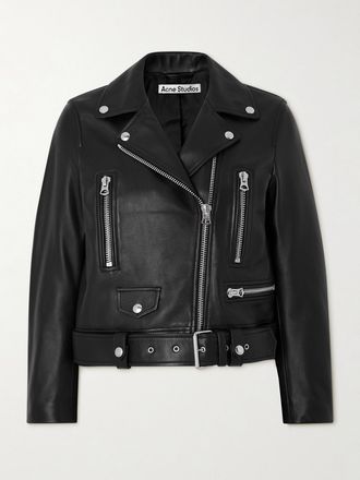 Acne Studios Bikerjacke Aus Leder Mit G&uuml;rtel - Schwarz