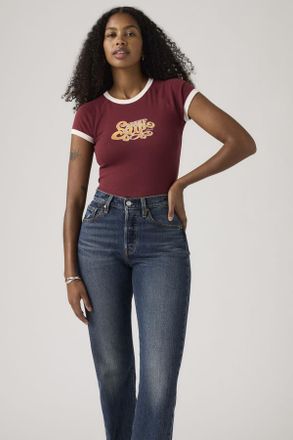 Levi's Riley T-Shirt mit Raglan&auml;rmeln und Grafik - Damen - Rot / Rot