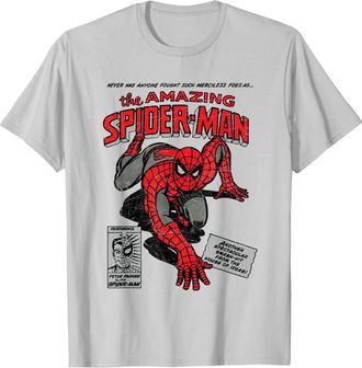 MARVEL Spider-Man Retro Comic T-Shirt, Unisex, Kurzarm, Klassische Passform, Multicolored, S