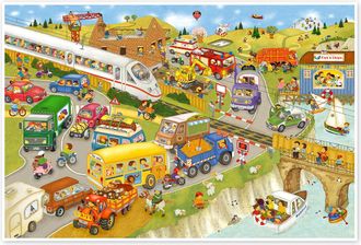 Posterlounge Wir sind unterwegs (Wimmelbild) Poster von Marion Krätschmer 90 x 60 cm Wandbilder Wanddeko