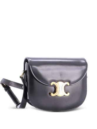 Celine sac port&eacute; &eacute;paule &agrave; rabat Triomphe Besace Clea Flap Bag en cuir - Noir