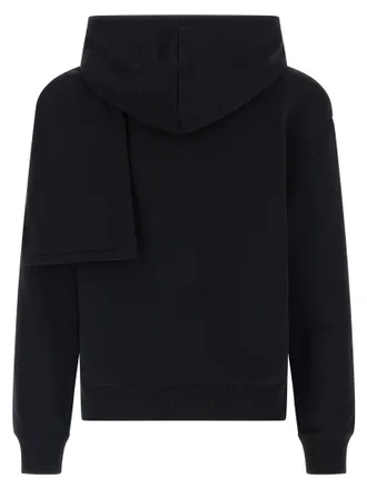 Courr&egrave;ges Brushed Cotton with Tone-on-Tone Embroidery Hoodie - Black