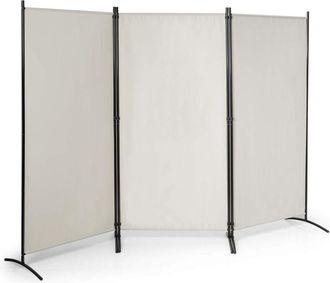Costway Raumteiler mit verstellbaren Untersetzern, Trennwand Paravent Wand Sichtschutz Wandschirm (Beige, 3-teiliger) - Costway