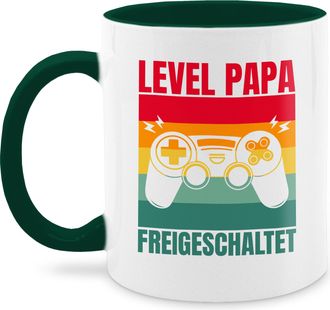 Shirtracer Tasse Tassen 325ml - Geschenk zum Vatertag - Level Papa Freigeschaltet mit Controller - 325 ml - Dunkelgr&uuml;n - up vatertagstasse vatertagsgeschenk kaff