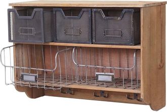 Hhg Wandgarderobe 318, Garderobe Regal, Tanne Holz Vintage Patchwork 42x60x24cm