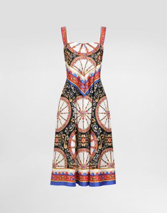Dolce & Gabbana Kleid Aus Twill Mit Carretto-print - Frau Kleider Mehrfarbig 36