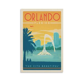Generic Retro American Travel Poster Orlando Florida Leinwand Gemälde Poster Wandkunst Dekorative Bild Drucke Moderne Dekor 40 x 60 cm