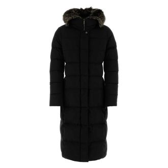 Moorer Femme, Vestes, Noir, Taille: 38 FR Veste Noire avec Bordure en Fausse Fourrure