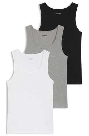 HUGO BOSS Tanktop BOSS 3P RibClassic BOSS ONE, Herren, Gr. XL, open miscellaneous 980, Rippware, Obermaterial: 100% Baumwolle, Rundhals, Tops Tanktop, Ton in To
