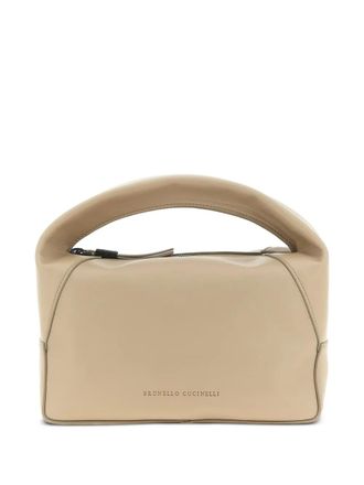 Brunello Cucinelli Kleine Duo Tote Bag mit abgerundetem Henkel - Nude