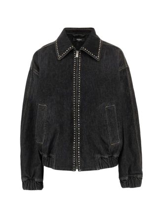 Versace Blouson Denim Stone Washed Black With Studs