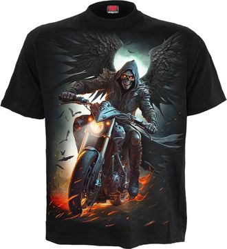 Spiral Night Rider M&auml;nner T-Shirt schwarz L 100% Baumwolle Basics, Biker, Horror, Rockwear, Totenk&ouml;pfe