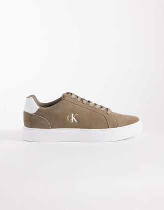 Calvin Klein Klassische Cupsole-Sneaker aus echtem Wildleder in Wei&szlig;