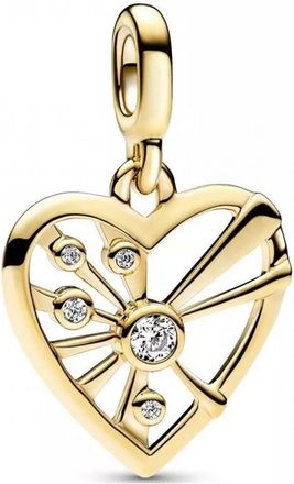 Pandora ME Herz & Strahlen Medaillon-Charm aus Sterling Silber mit 14 Karat vergoldete Metalllegierung, Cubic Zirkoniastein, Kompatibel ME und Moments Armb&auml;nd