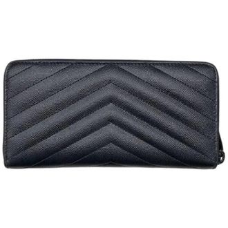 Saint Laurent Portefeuille long (bi-pli) Pre-owned - Femme - Pre-owned - Noir - Taille: ONE Size