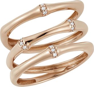 Edenly Ring Heiliger Urwald, 3-reihig, mehrere Diamanten - Roségold, 18 Karat