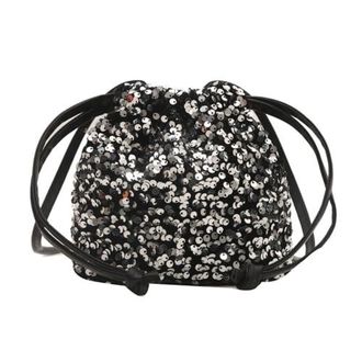 Generic Petit sac de soir&eacute;e &agrave; paillettes pour femme, &eacute;l&eacute;gant sac de soir&eacute;e, banquet, mini seau brillant, Argent&eacute;., Black