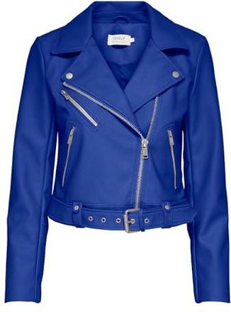 Only Onlvera CC OTW Biker en Cuir synthétique Blouson, Bleu Dazzling, S Femme