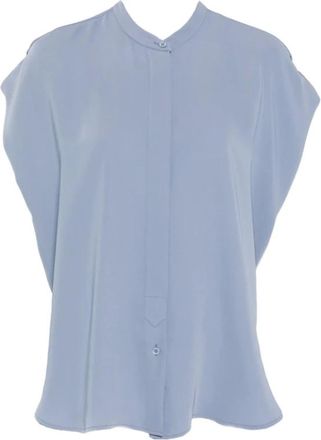 Herno Femme, Blouses et Chemises, Bleu, Taille: 32 FR Blouse sans manches &agrave; col mao
