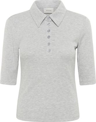 Gestuz Graues Melange Polo-Top - - Tops - Damen - Grau - M