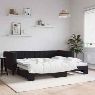 vidaXL Lit de jour avec lit gigogne noir 90x190 cm velours Vidaxl