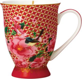 Maxwell & Williams HV0163 Tee-Tasse mit Blumenmotiv - 300 ml - Porzellan-Becher - TC Silk Road, in Geschenkbox - Rot