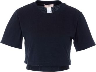Twinset Femme, Tops, Noir, Taille: 38 FR T-shirt en jersey avec corset en dentelle