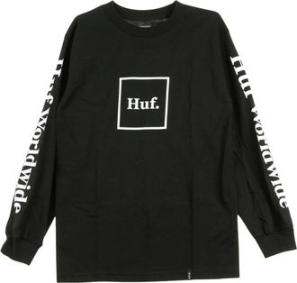HUF Huf, Homme, Tops, Noir, Taille: XL T-shirt &agrave; manches longues ras du cou