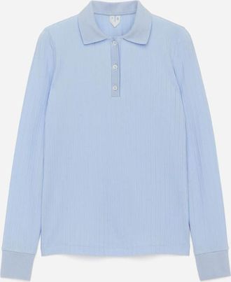 Arket Geripptes Poloshirt -Blau