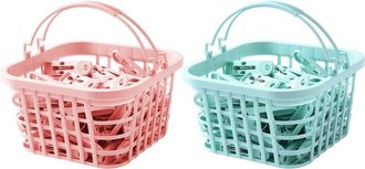 Generic 1/2 Sets W&auml;scheleinenklammern - 30 St&uuml;ck winddichte W&auml;scheklammern f&uuml;r den Haushalt, rostbest&auml;ndige W&auml;scheklammern | W&auml;scheklammern mit Korb, kleine W