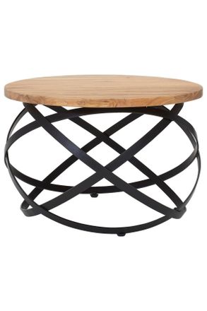 MID.YOU Mid.you Couchtisch, Schwarz, Akazie, Holz, Metall, Akazie, vollmassiv, Holz, rund, rund, 60x40x60 cm, rostfrei, Wohnzimmer, Wohnzimmertische, Couchtis