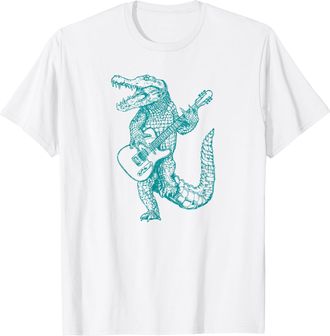 Seembo Alligator spielt Gitarre Krokodil Gitarristen Rockmusiker T-Shirt