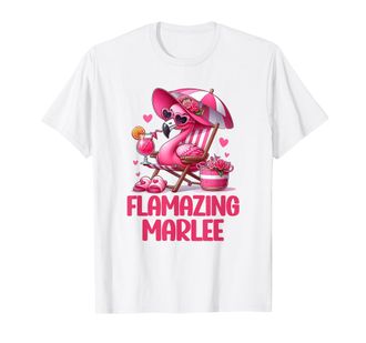 BDAZ Flamazing Marlee Pink Flamingo Tropical Beach Trip Damen T-Shirt