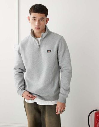 Dickies Oakport - Pull avec petit logo &agrave; col zipp&eacute; - Gris chin&eacute;