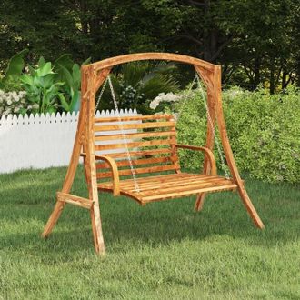 Les Tendances Balancelle Bois courb&eacute; avec finition en teck 91x130x58 cm