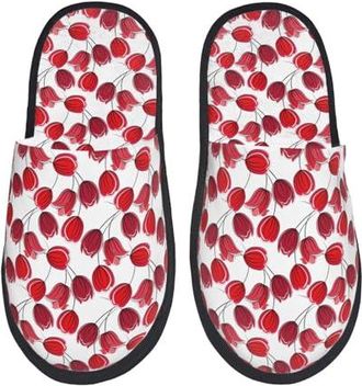 Generic Imprimé Fleurs De Tulipes Pantoufles Moelleuses Plates Pantoufles En Peluche Hiver Chaussures Pour Extérieur Chambre Femme M