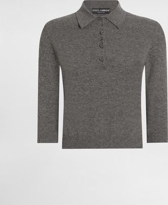 Dolce & Gabbana Polopullover Aus Kaschmir - Frau Strickwaren Grau 50