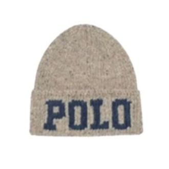 Polo Ralph Lauren Bonnet en laine m&eacute;rinos m&eacute;lang&eacute;e &agrave; motif intarsia - Homme - Accessoires - Beige - Taille: ONE Size