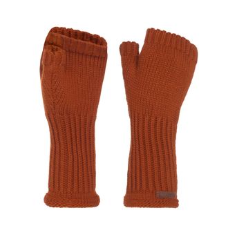 Knit Factory Cleo Handstulpen - Fingerlose Handschuhe - Gestrickte Handschuhe für Winter - Damen Handstulpen aus Wolle - Hochwertige Qualität - Terra