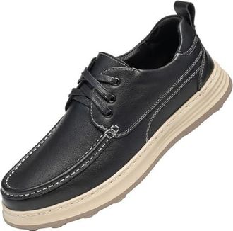 Generic Mocassins &agrave; enfiler en cuir noir pour homme, Noir, 40 2/3 EU