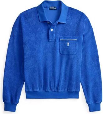 Polo Ralph Lauren Femme, Tops, Bleu, Taille: 36 FR Terry Long-Sleeve Polo